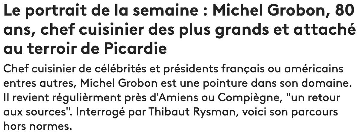 L'incroyable histoire du chef de cuisine Michel Grobon - Food & Sens